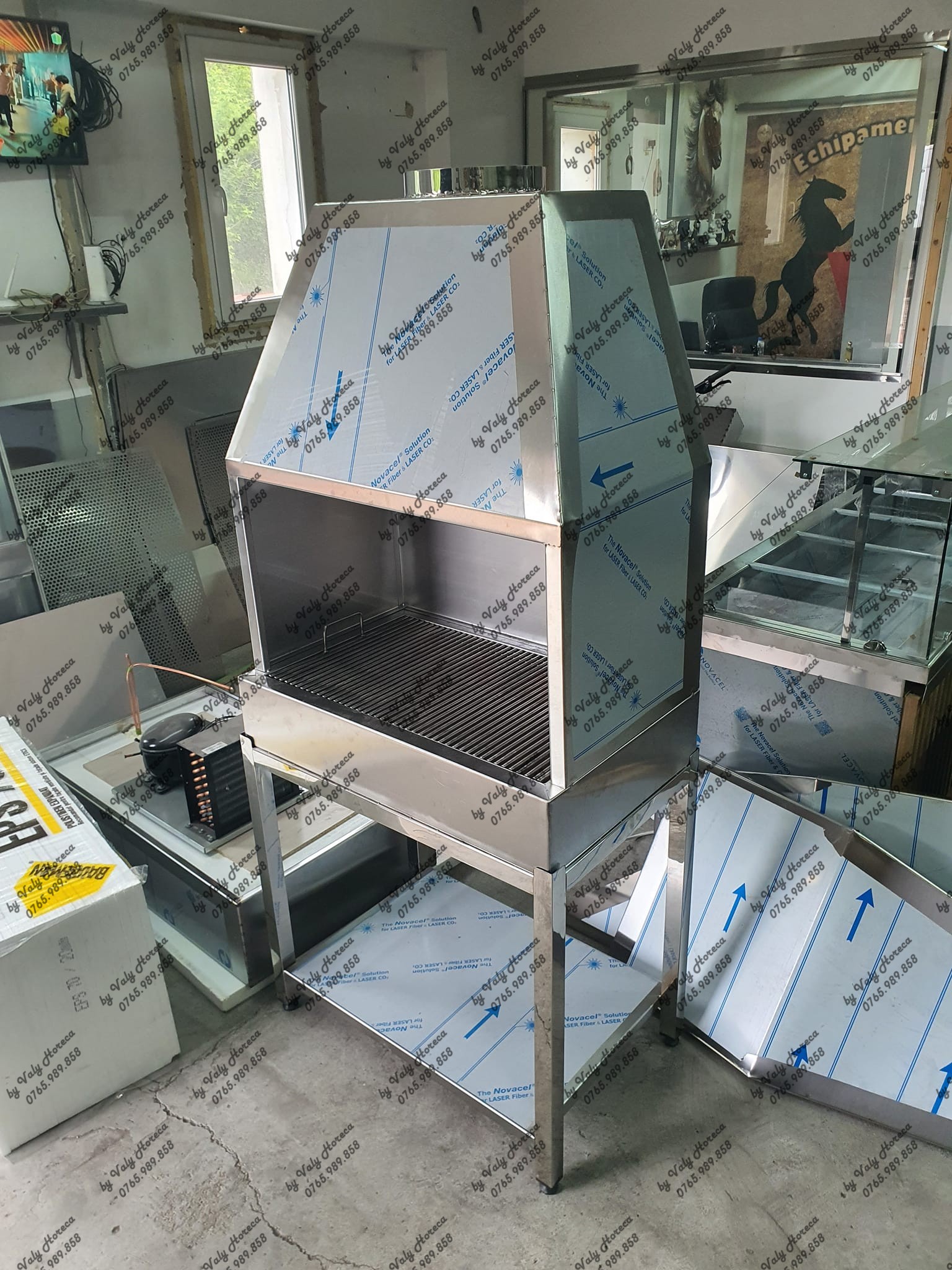 Gratar inox cu hota, samota, grilaj din inox 800x500x1800mm - Atelier ...