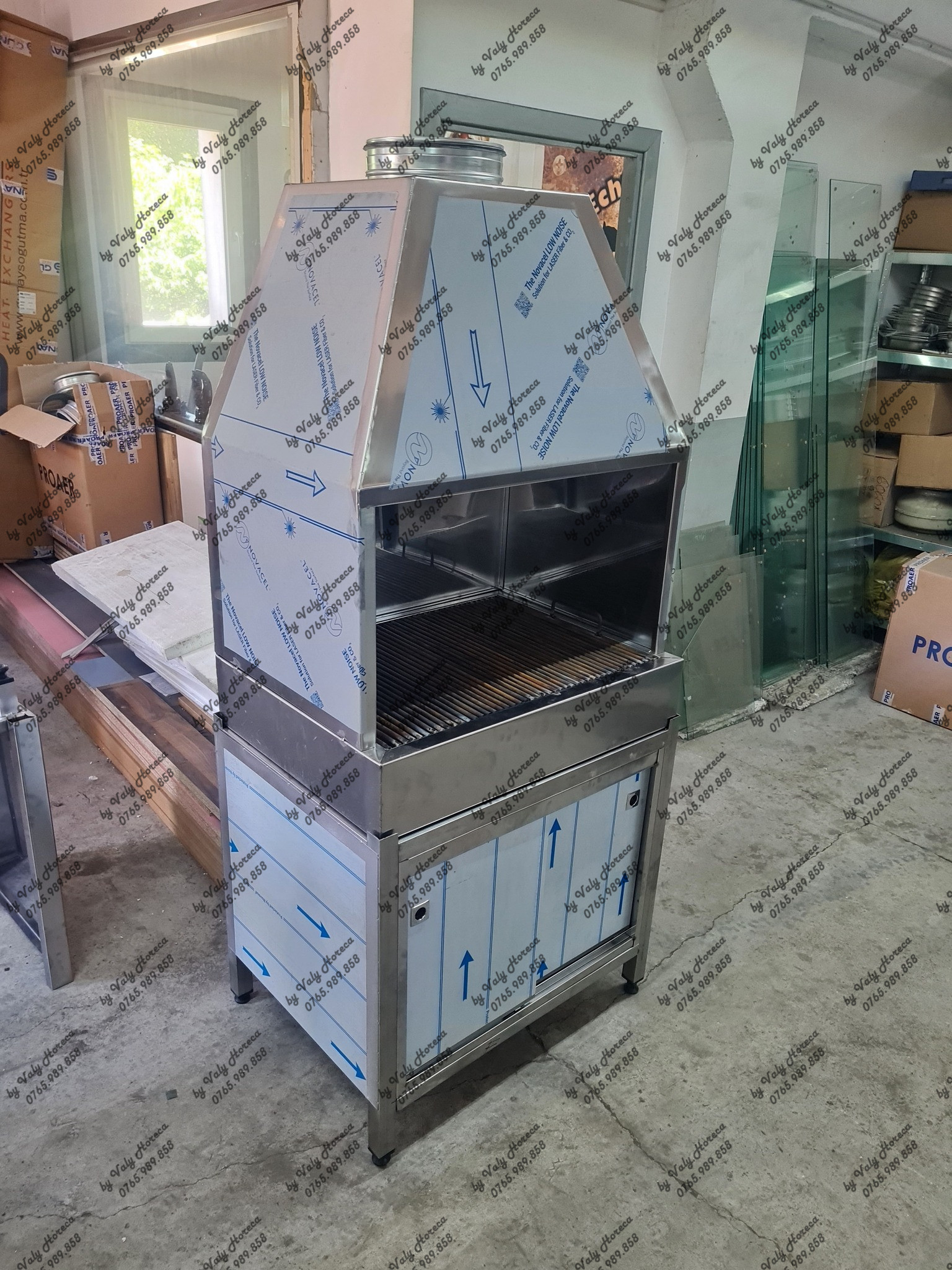 Gratar inox cu hota si dulap 800x600x1800mm - Atelier Inox Horeca